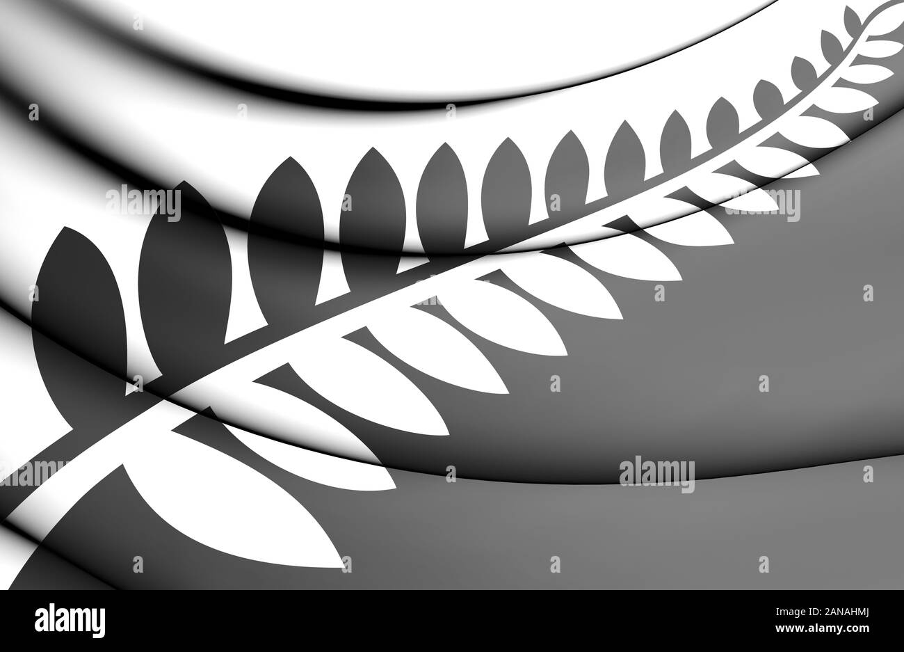 3D Silver Fern Flag, New Zealand. 3D Illustration Stock Photo - Alamy