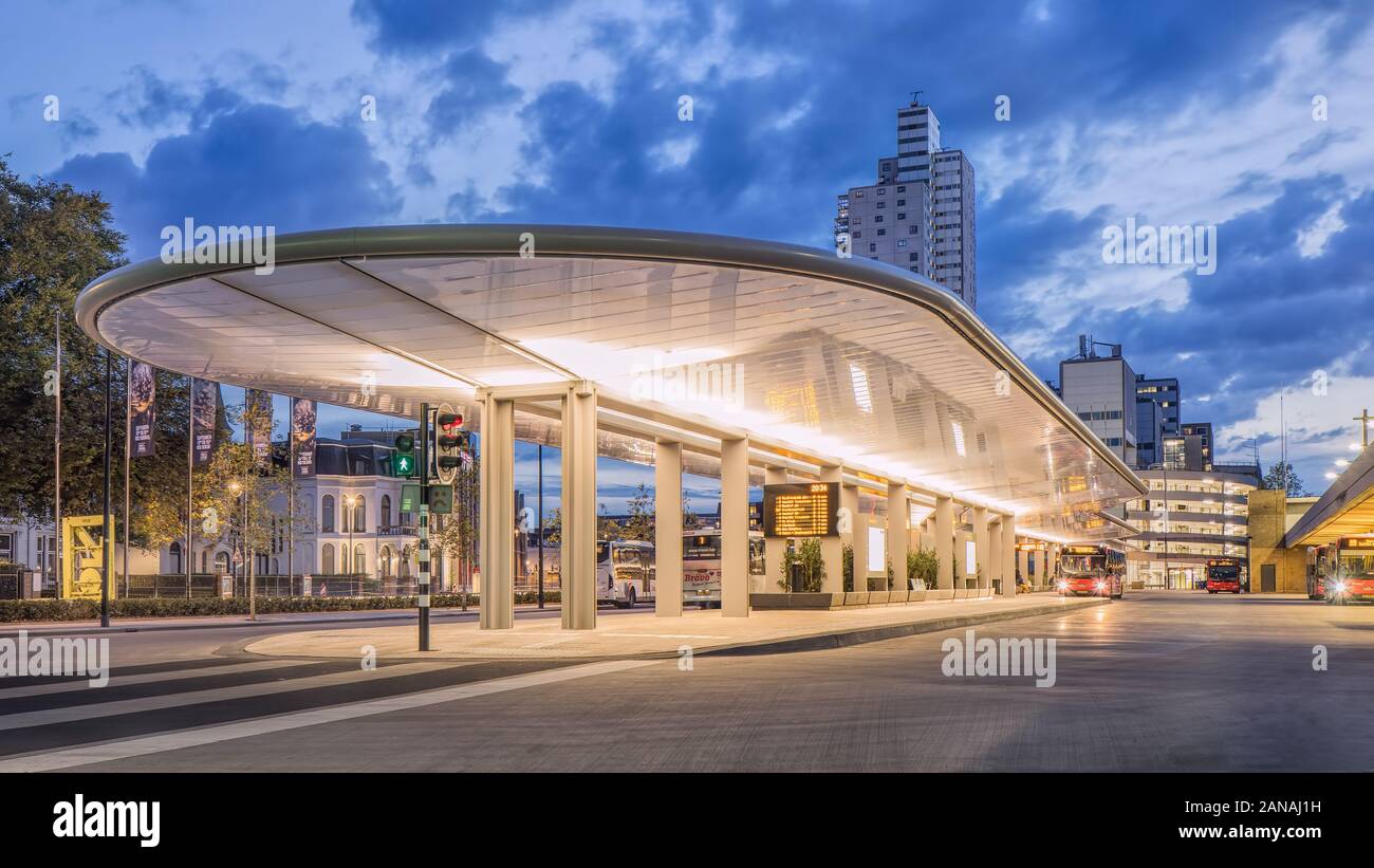 TILBURG-NETHERLANDS-SEPT. 9, 2019. The recently renewed central bus ...