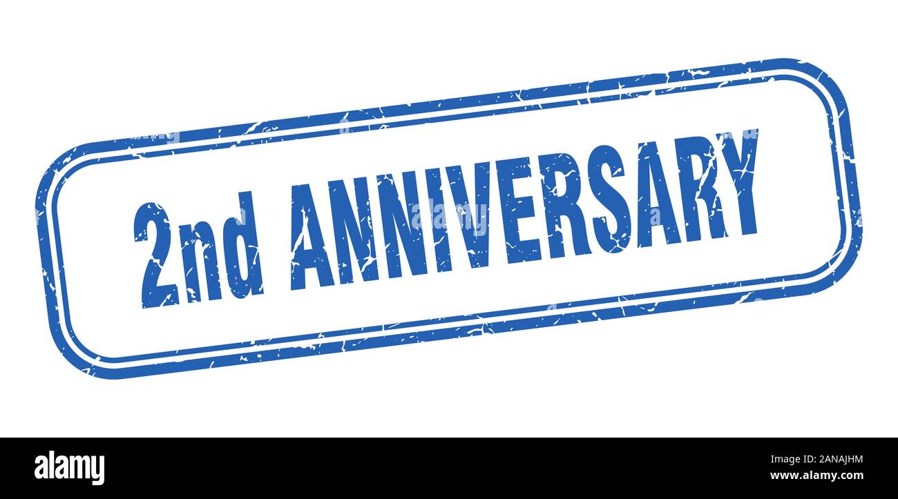 2nd anniversary stamp. 2nd anniversary square grunge blue sign Stock ...