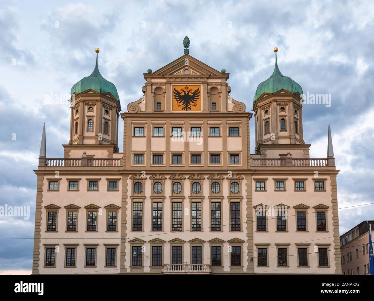 Facade of Augsburg Town Hall (Augsburger Rathaus), one of the most ...