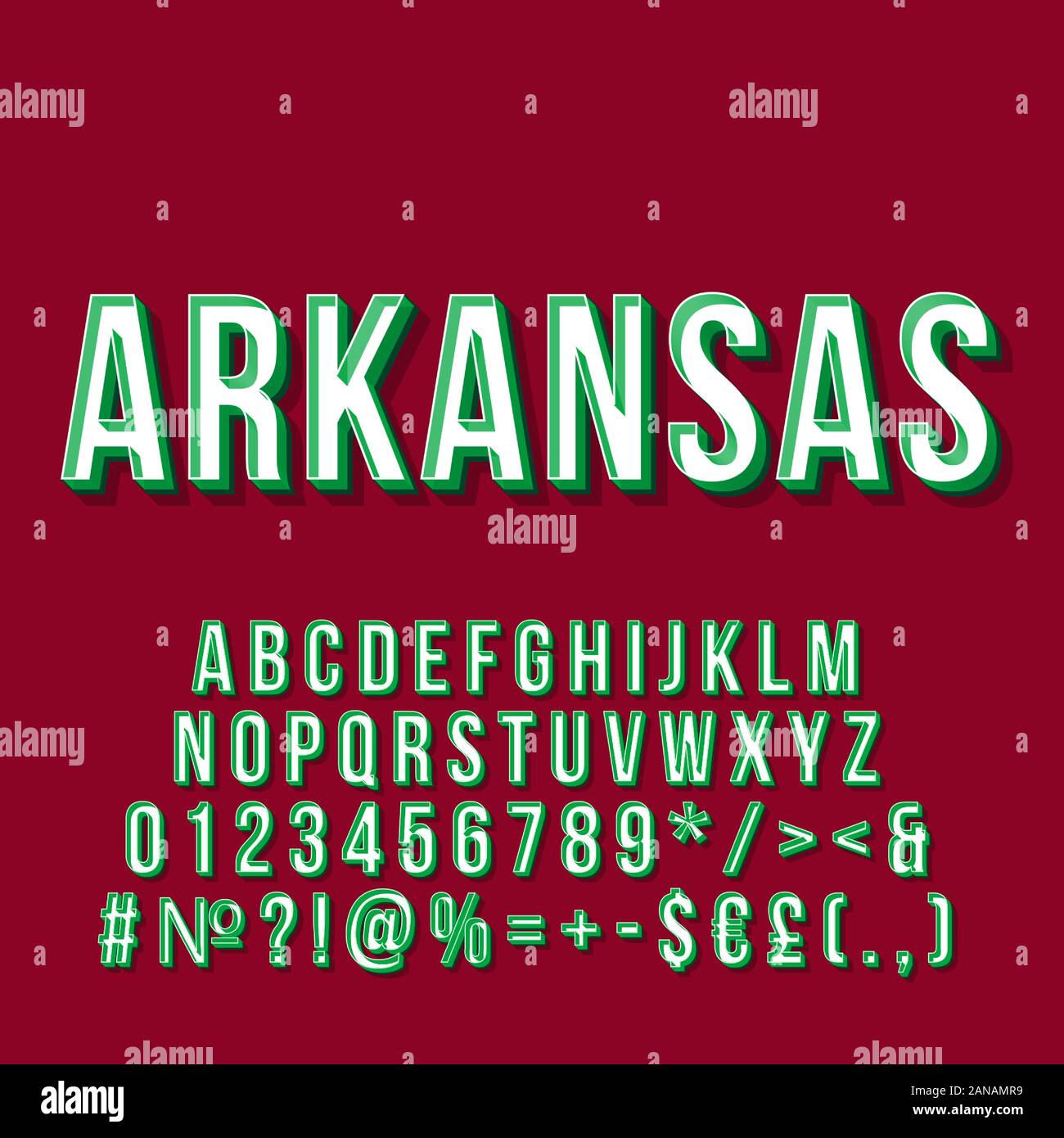 Arkansas vintage 3d vector lettering. Retro bold font, typeface. Pop ...