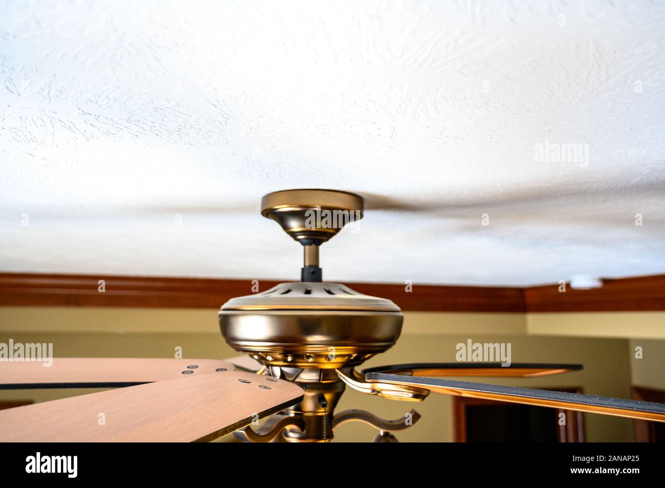 Focus on oil rubbed bronze ceiling mount of fan Stock Photo - Alamy