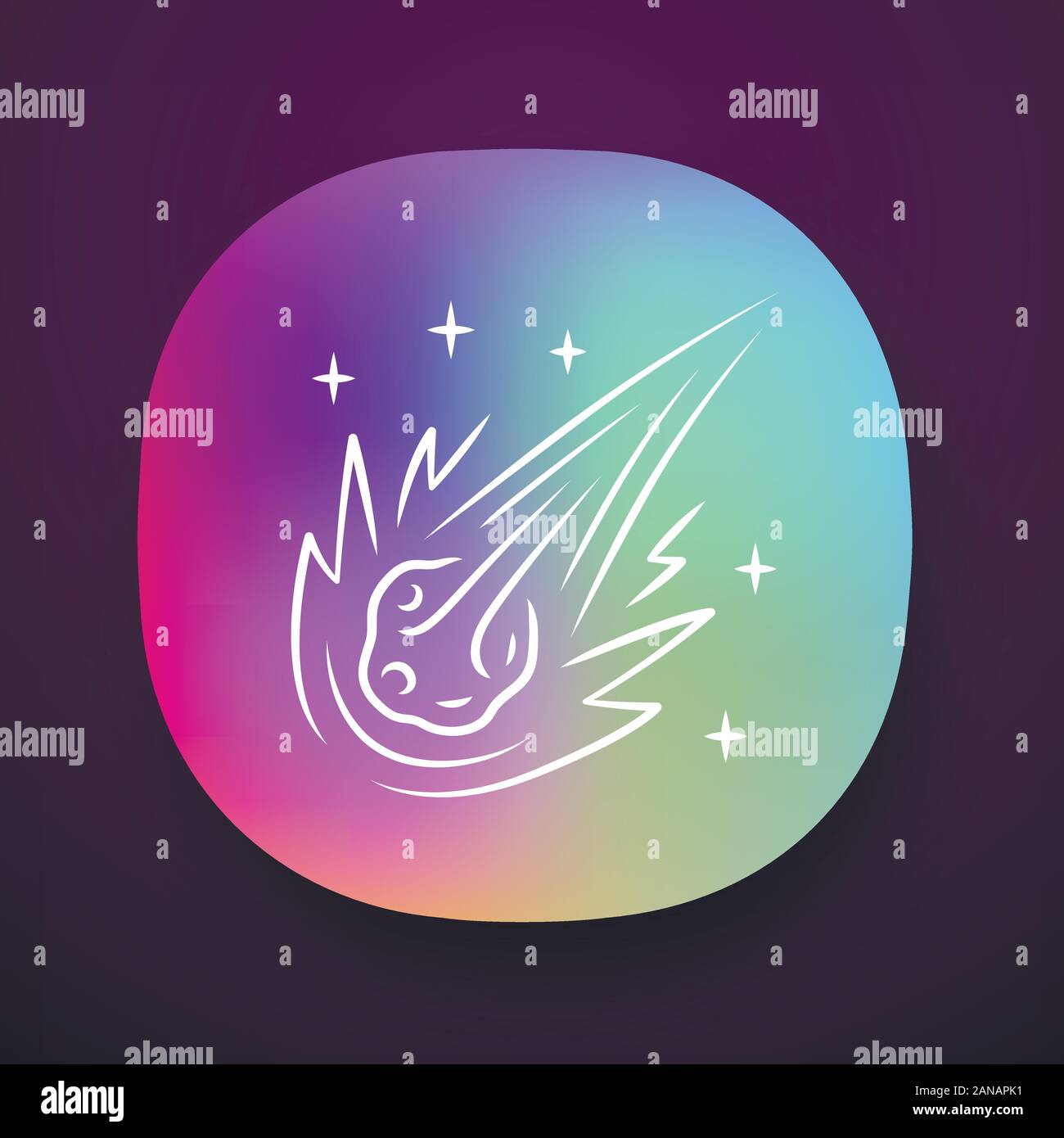 Comet app icon. Falling star. Meteor, asteroid. Bright celestial object ...