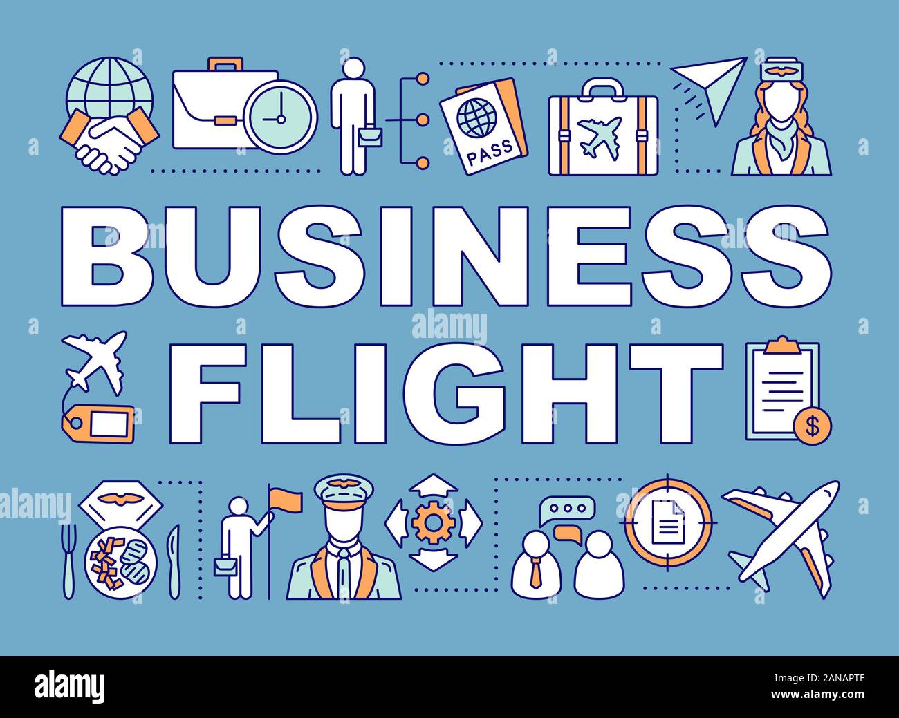 Business flight word concepts banner. Airline travel class seating ...