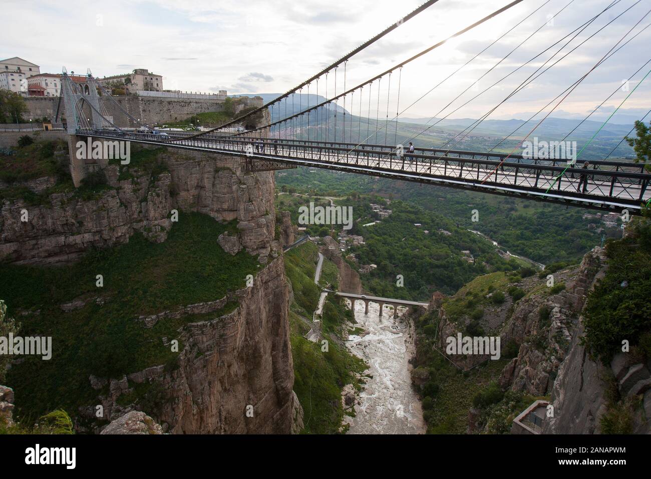 Roads cut into the cliffs connect the suspension bridges to the ...