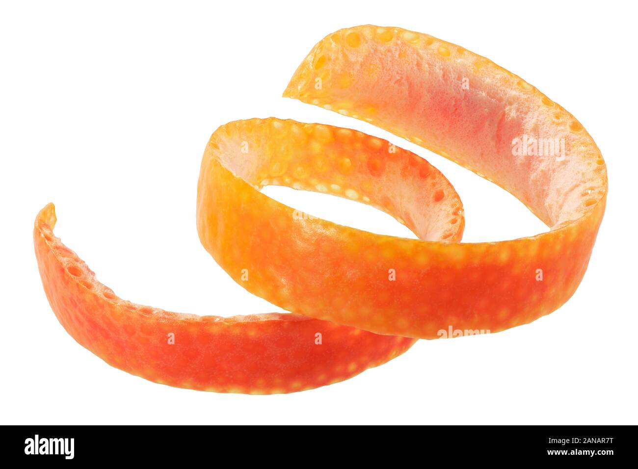 Grapefruit twist, rolled up zest or curled peel, isolated Stock Photo ...