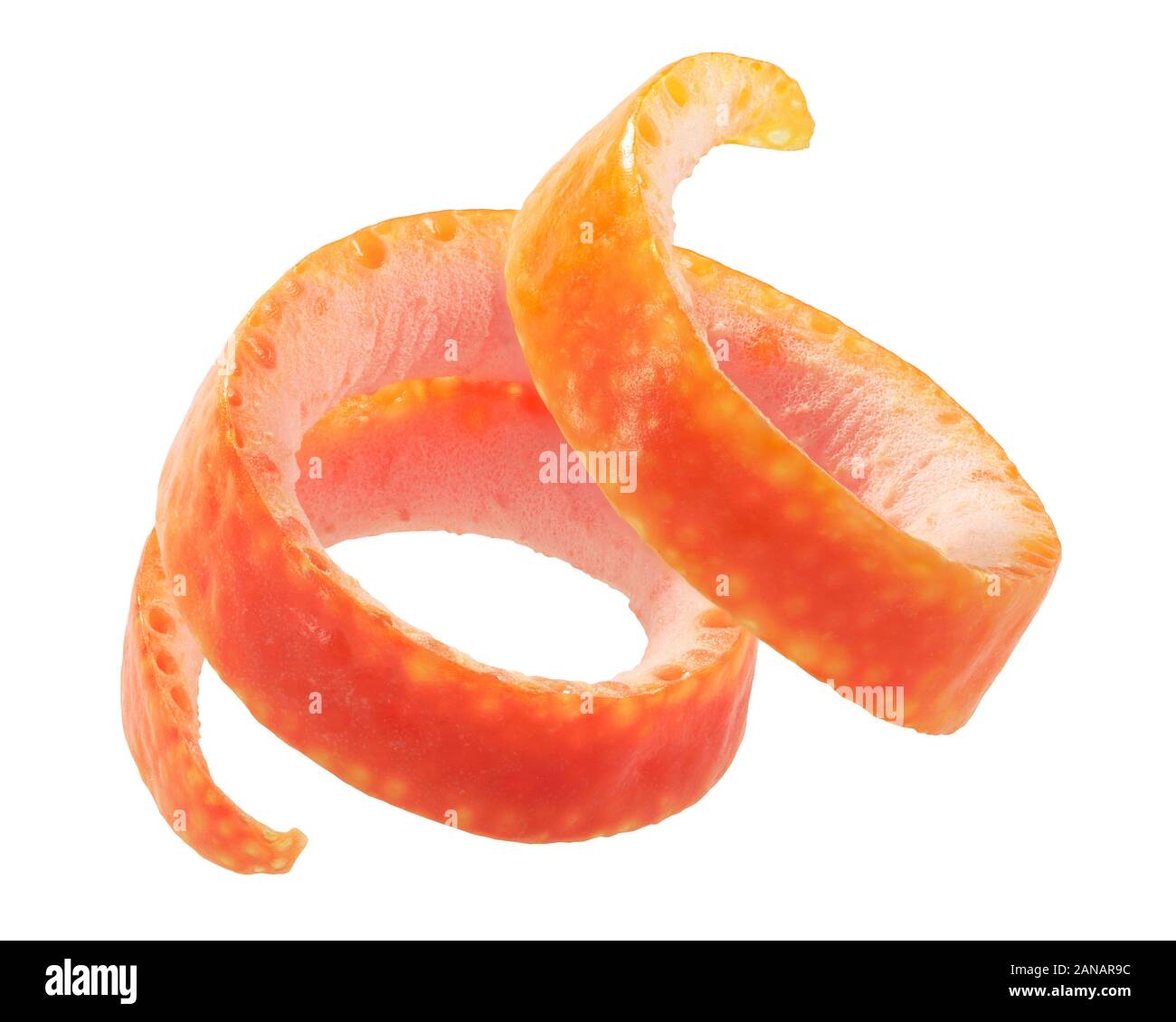 Grapefruit twist, rolled up zest or curled peel, isolated Stock Photo ...