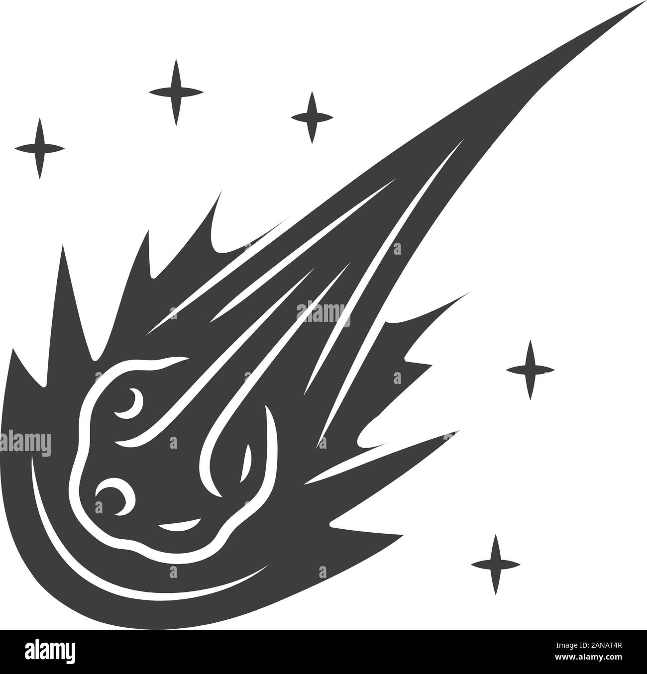 Comet Glyph Icon Falling Star Meteor Asteroid Bright Celestial