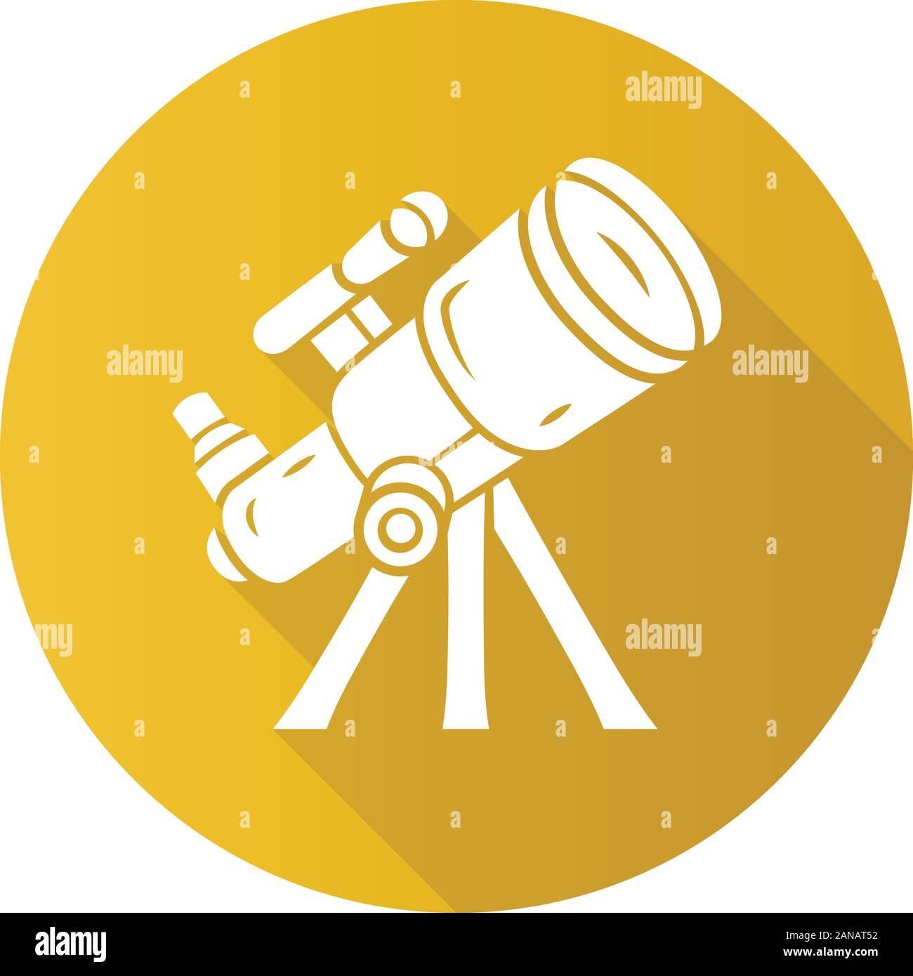 Telescope flat design long shadow glyph icon. Optical instrument for star observation. Moon ...