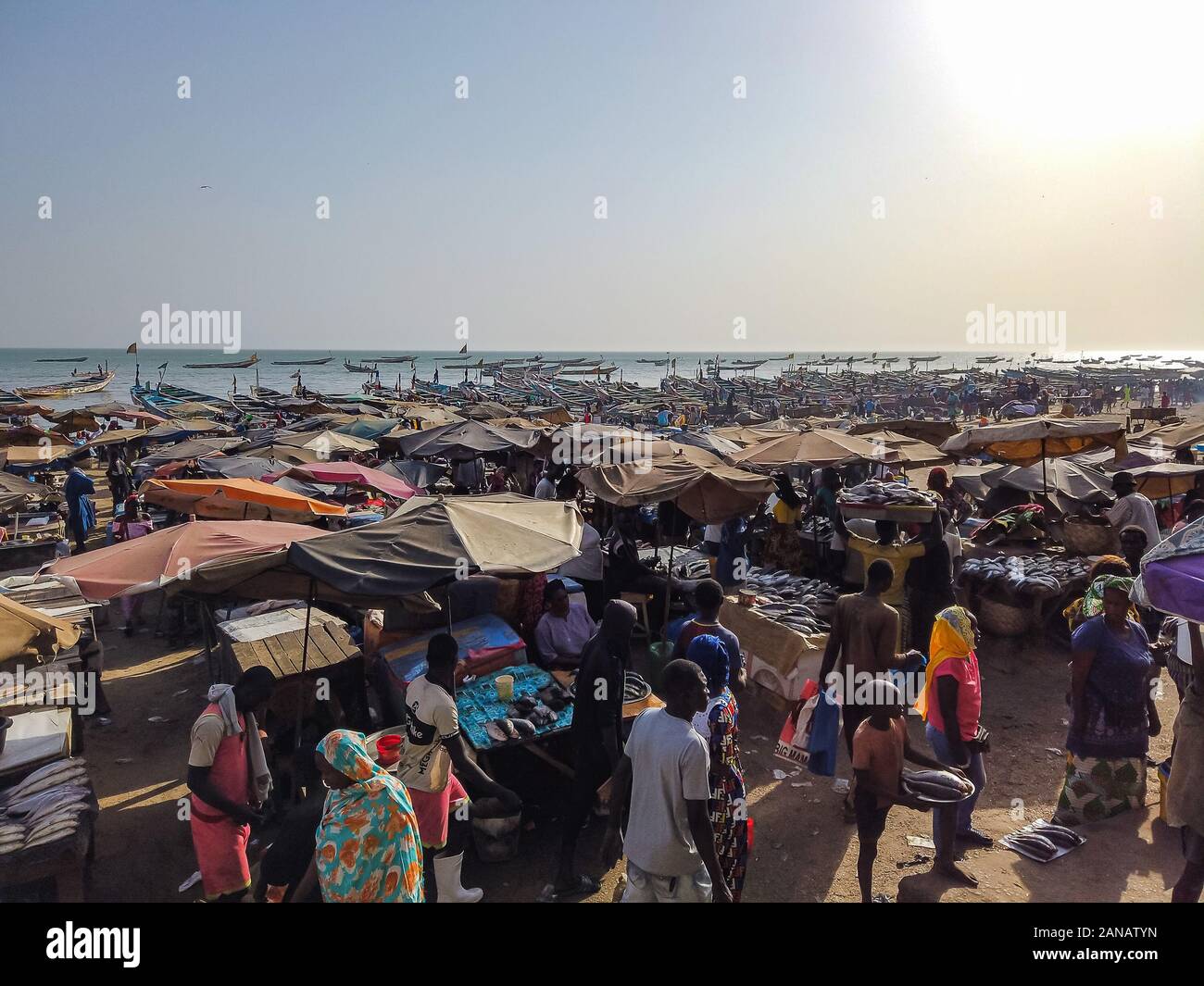 MBour, Senegal- April 25 2019: Unidentified Senegalese men and women at ...