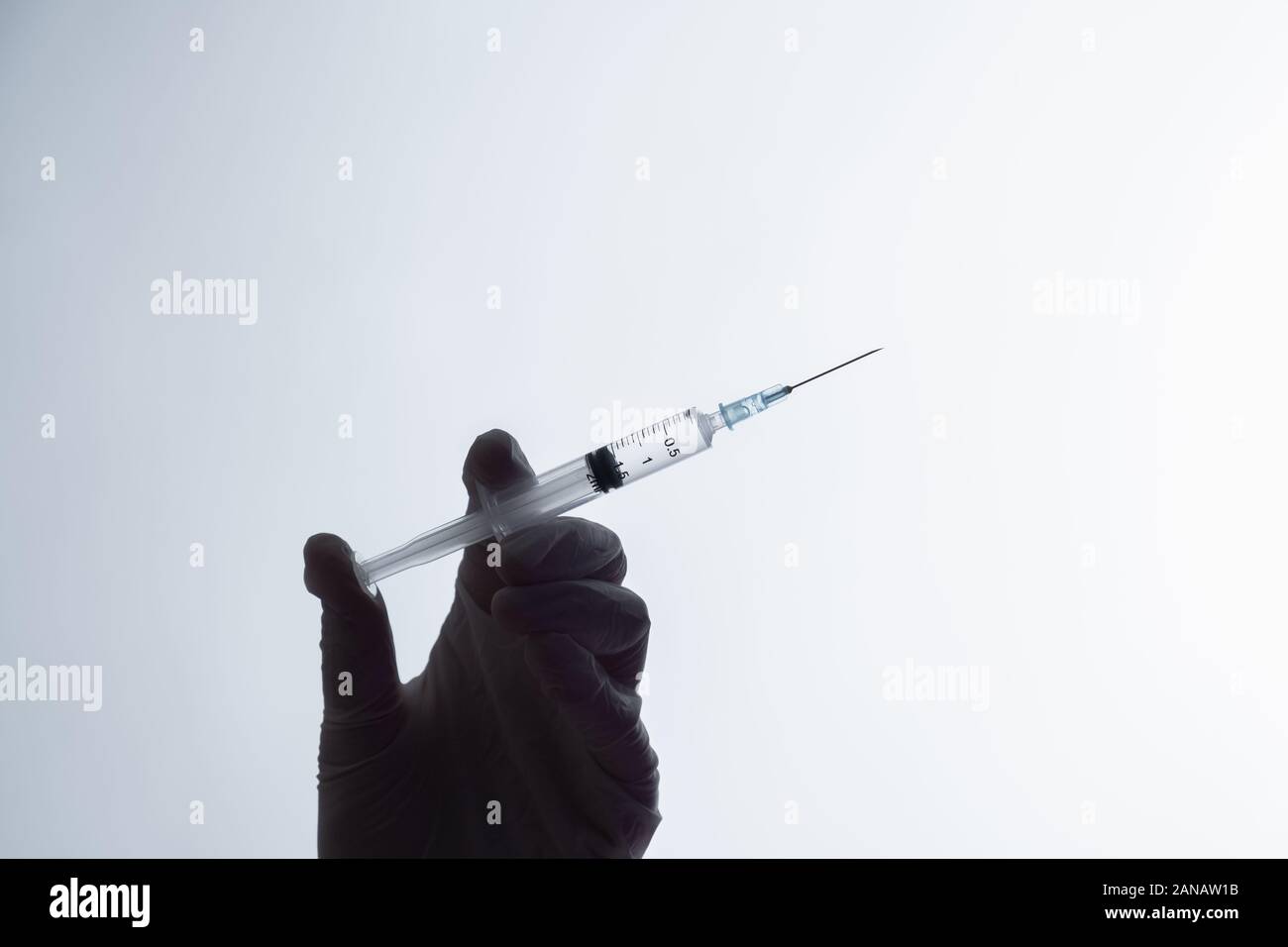 Injection ready for application, dark silhouette on white background ...