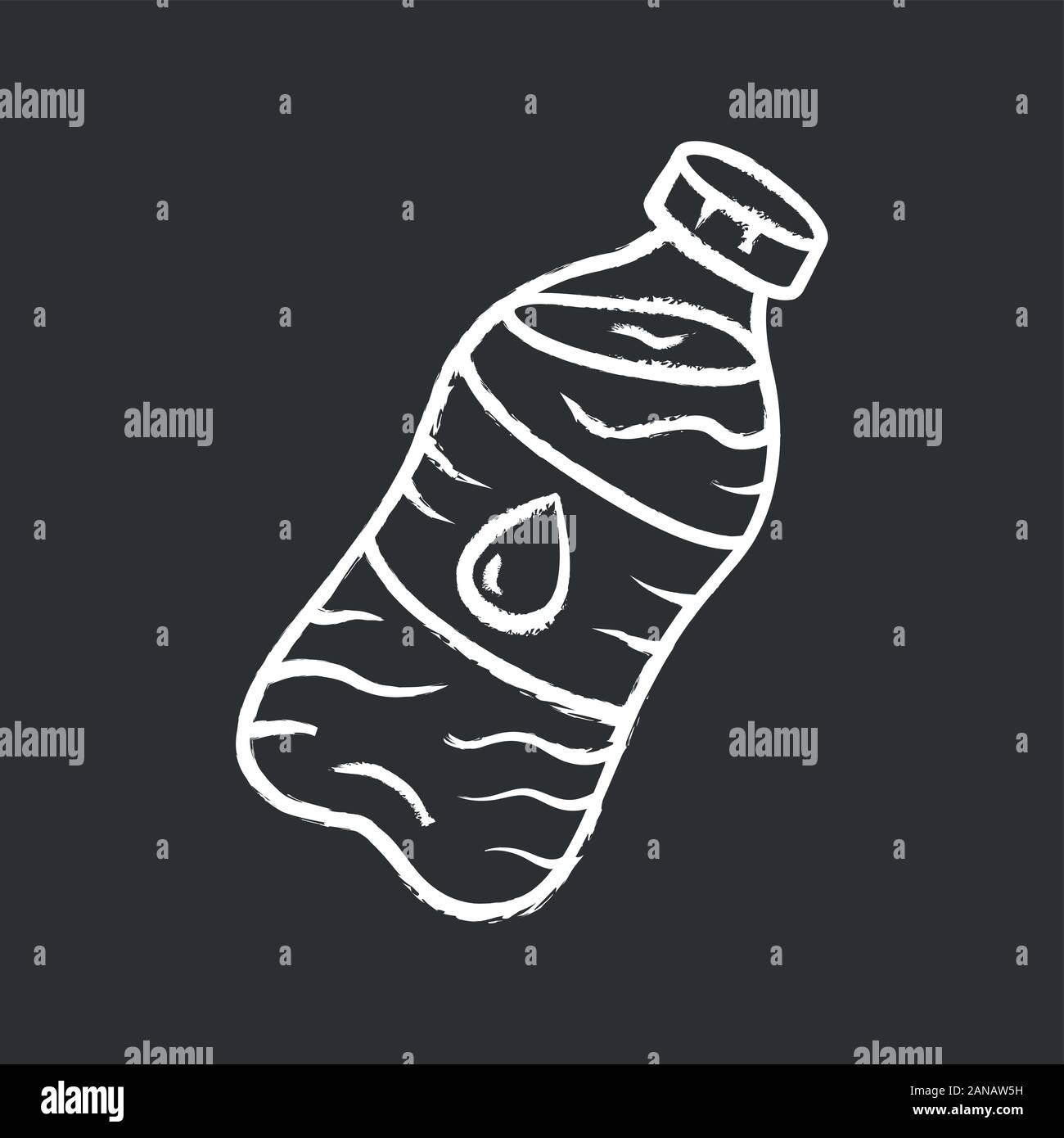 Mineral water chalk icon. Clean potable drinking water. Plastic bottle ...