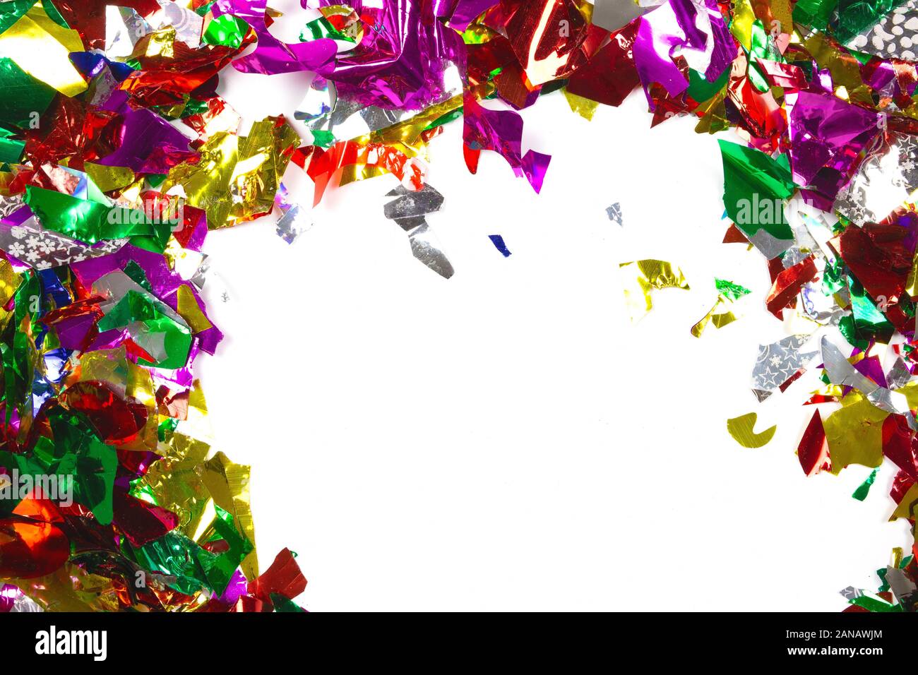 Frame of colorful confetti or wrapping paper isolated on white ...