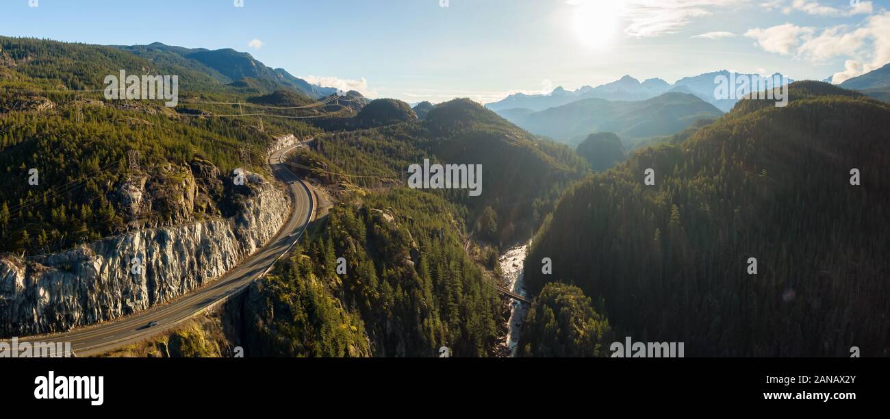 Aerial Panoramic View of the Famous Scenic Drive, Sea to Sky Highway ...