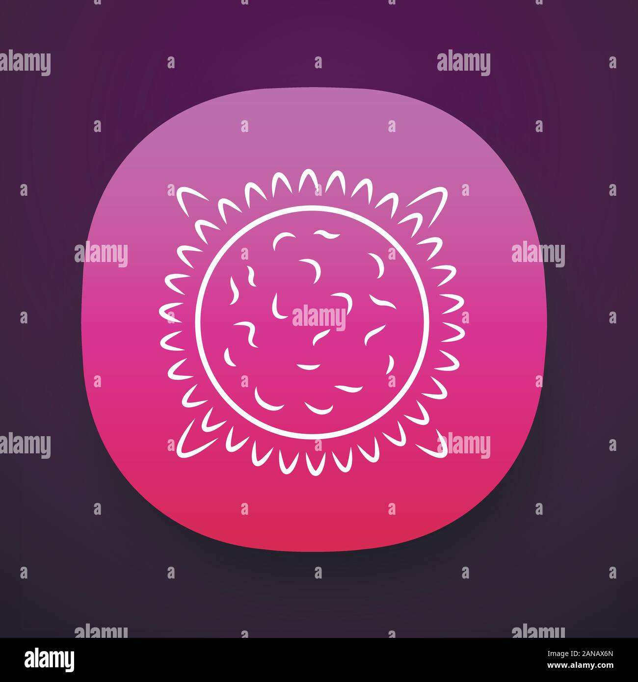 Sun app icon. Star in Solar System center. Hot plasma sphere. Solar ...