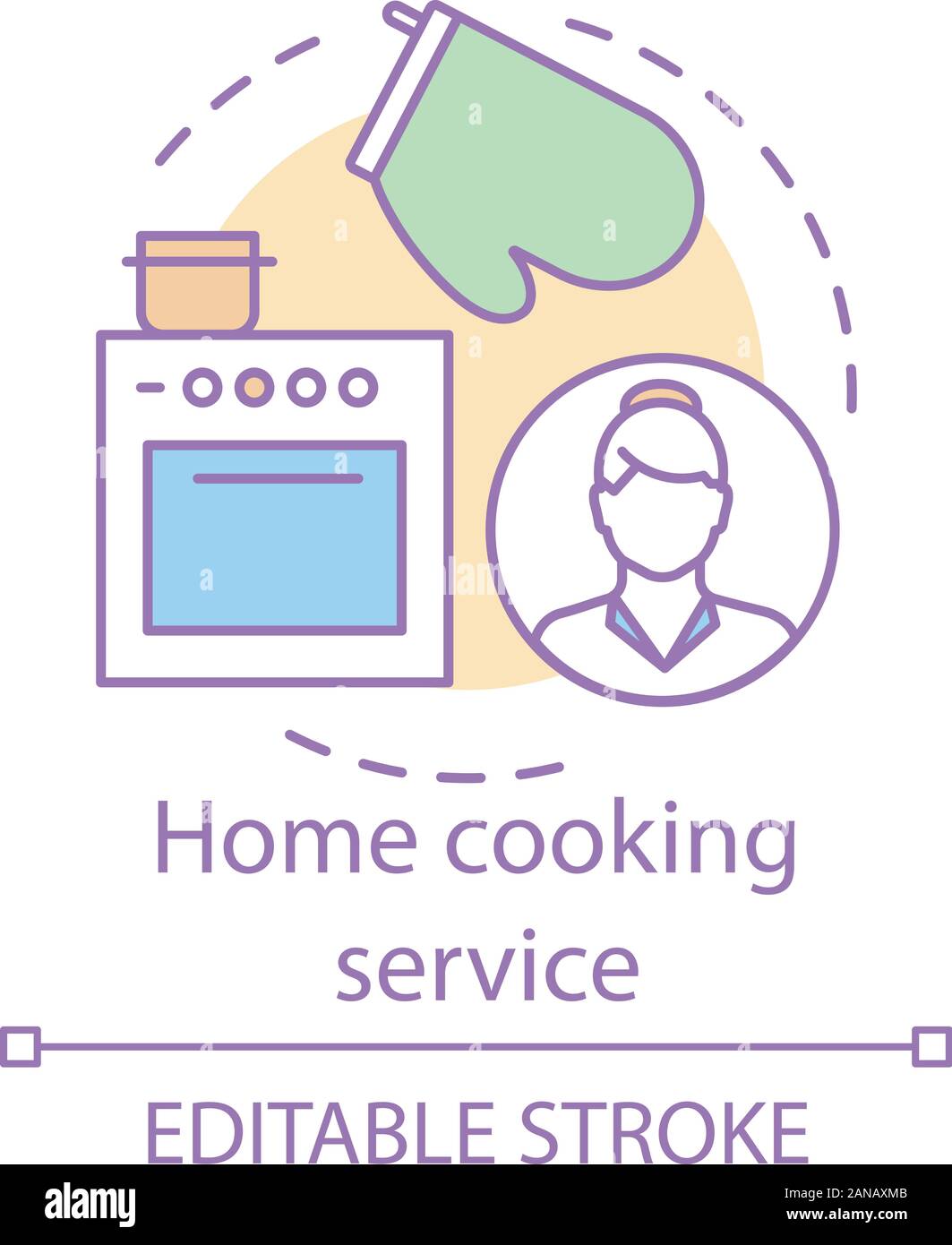 Home cooking service concept icon. Home service idea thin line ...