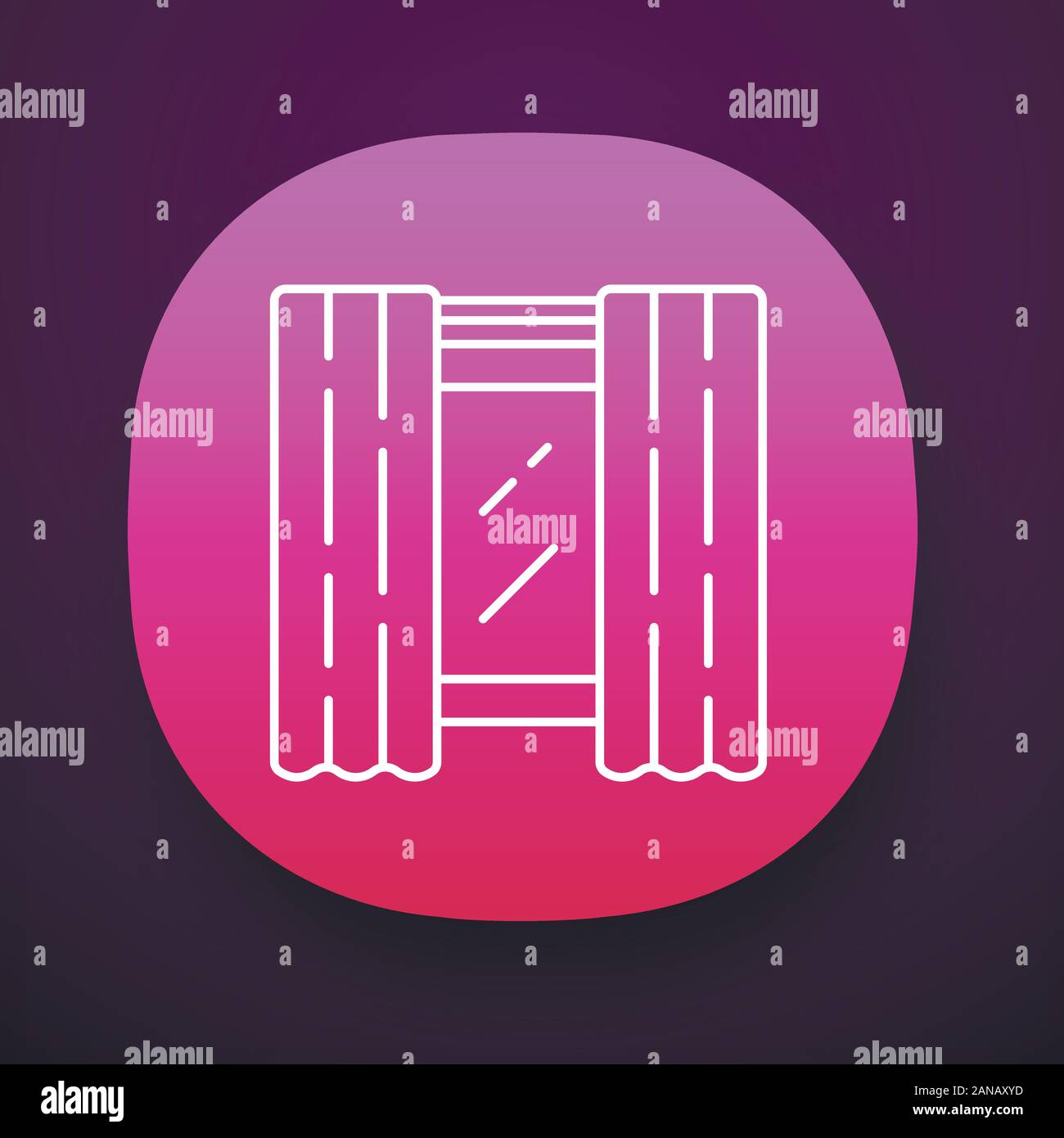 Window panel pair app icon. Decorating drapery fabric. Blackout liner ...