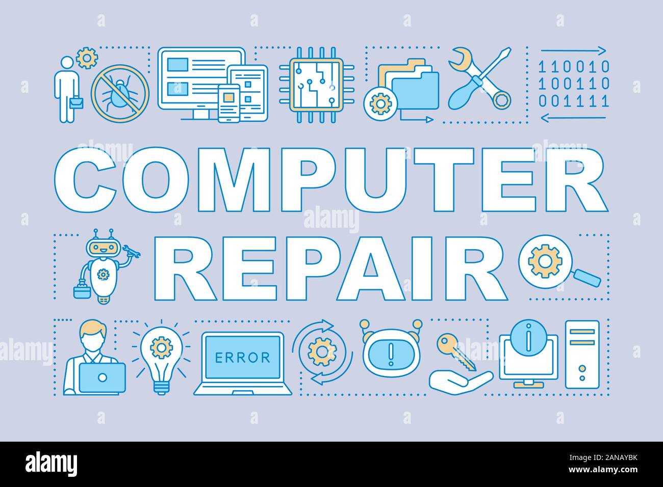 Computer repair word concepts banner. Operating system reinstall ...