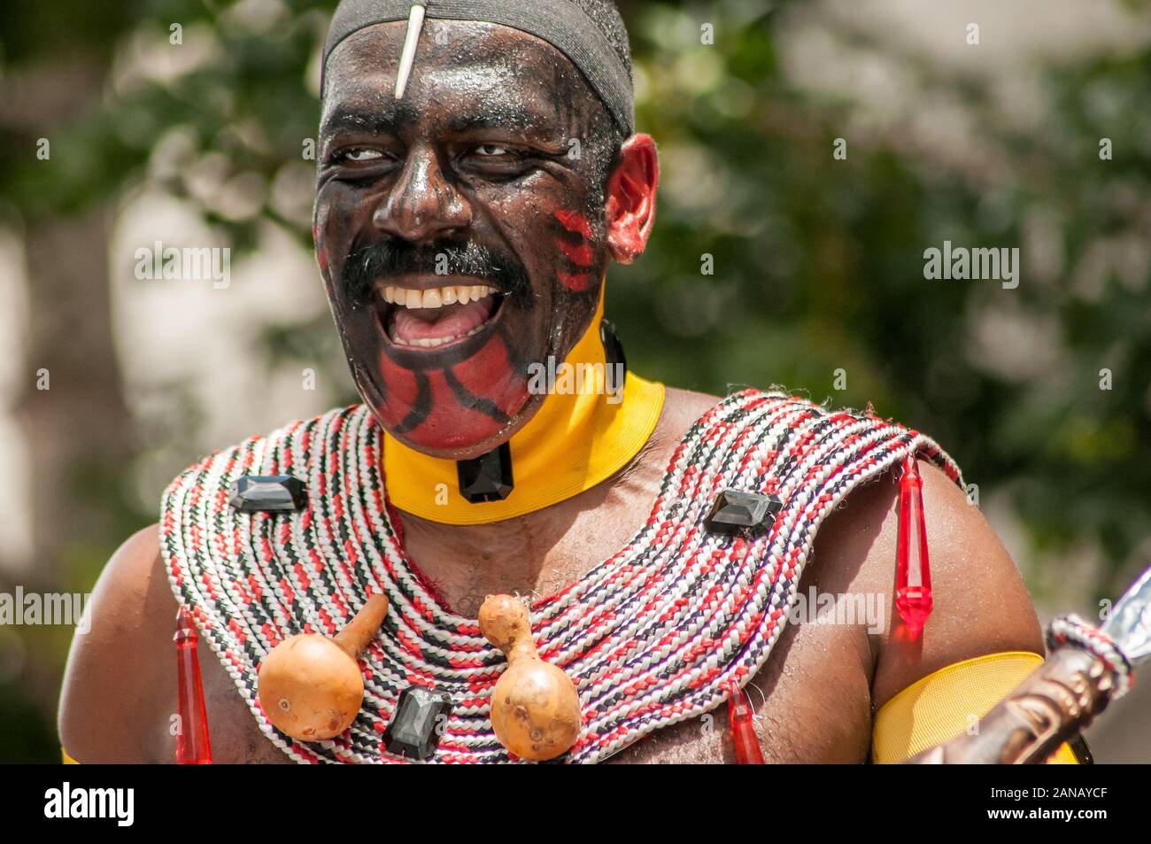 People in afro block. Street Carnival in the city of Sao Paulo, Brazil ...