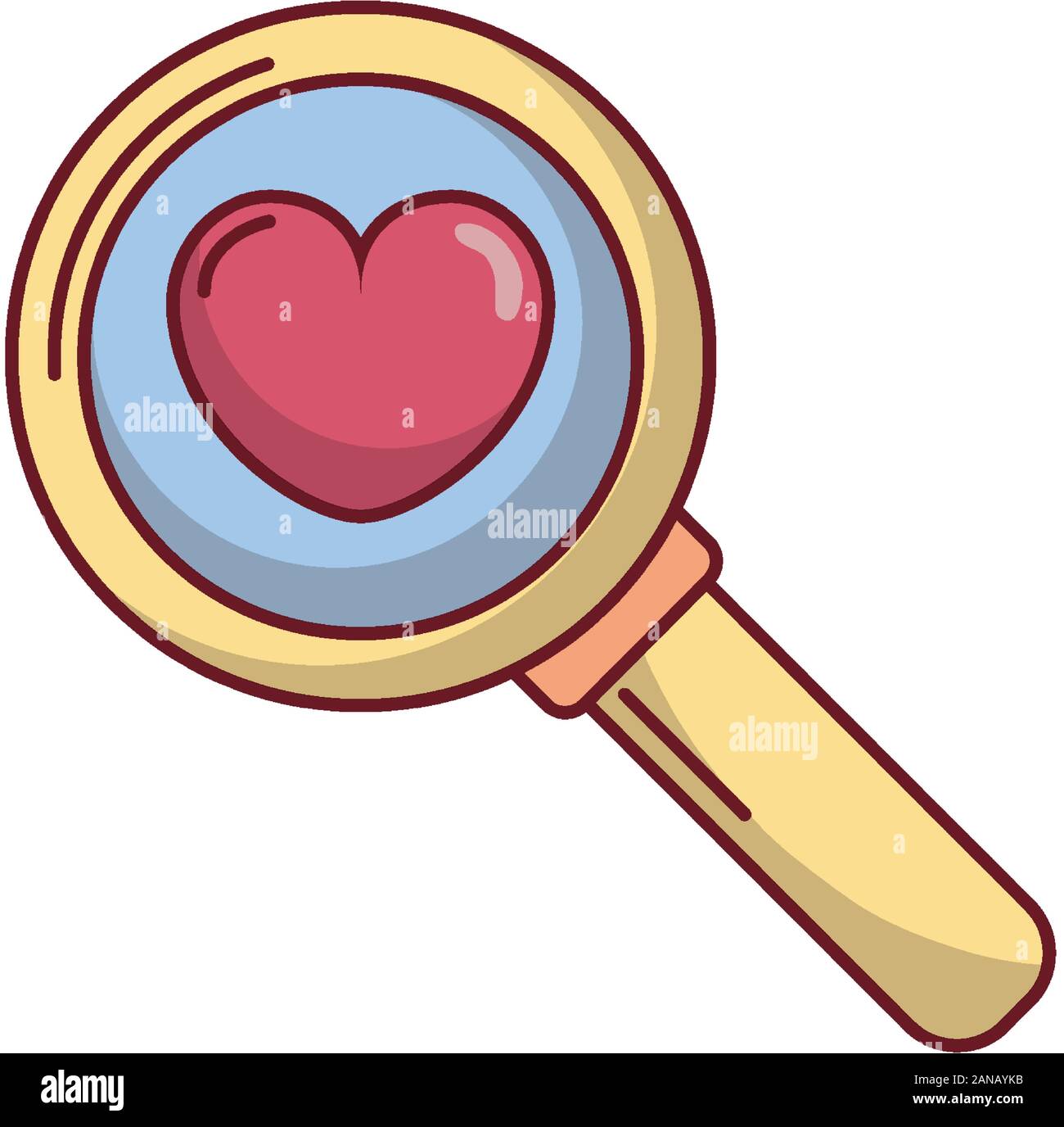 happy valentines day magnifying glass with heart Stock Vector Image ...