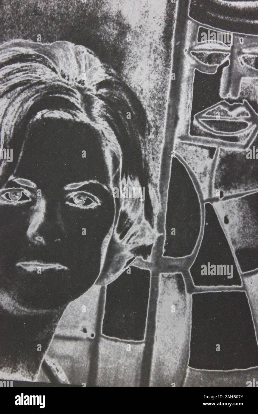 Fine seventies black and white extreme photography of a fashionable ...