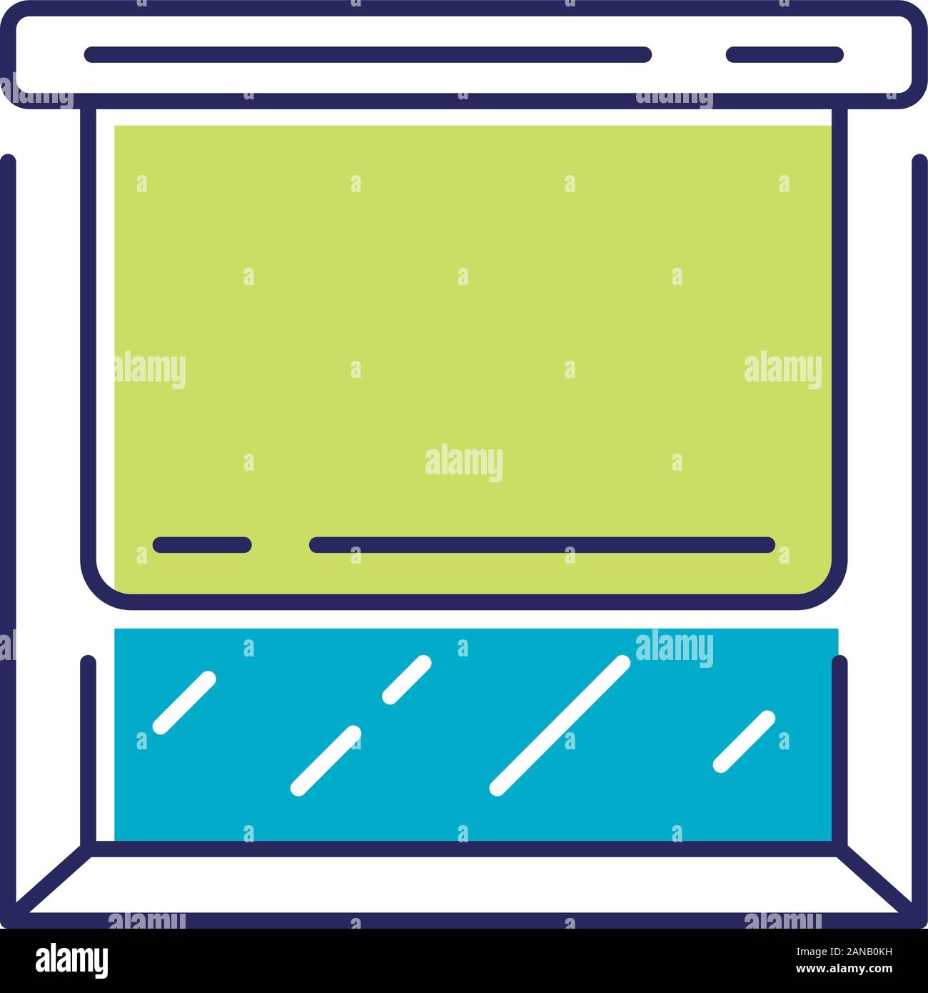 Roller shades color icon. Window blinds. Kitchen, room darkening ...