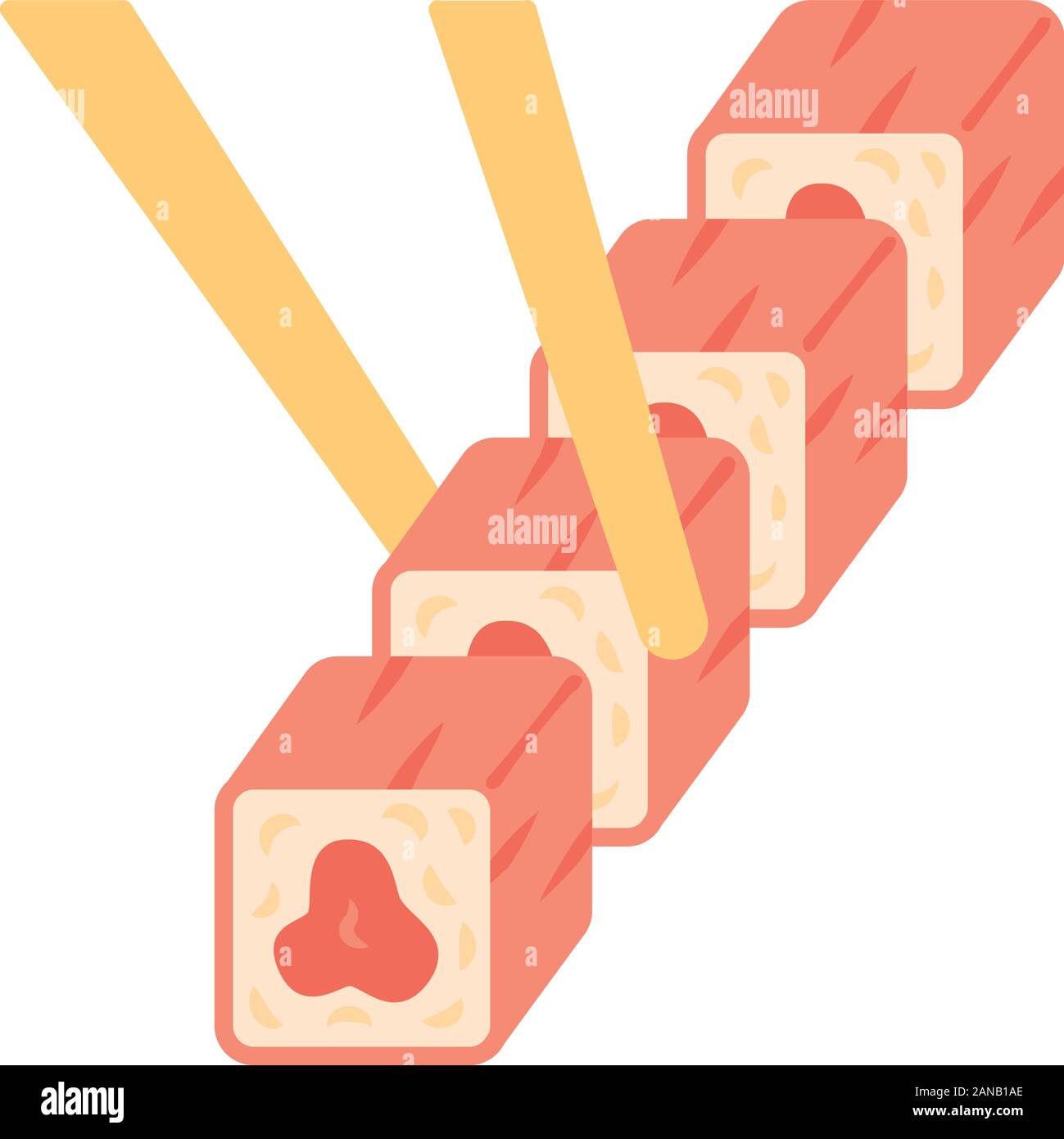 Sushi set with chopsticks flat design long shadow color icon ...