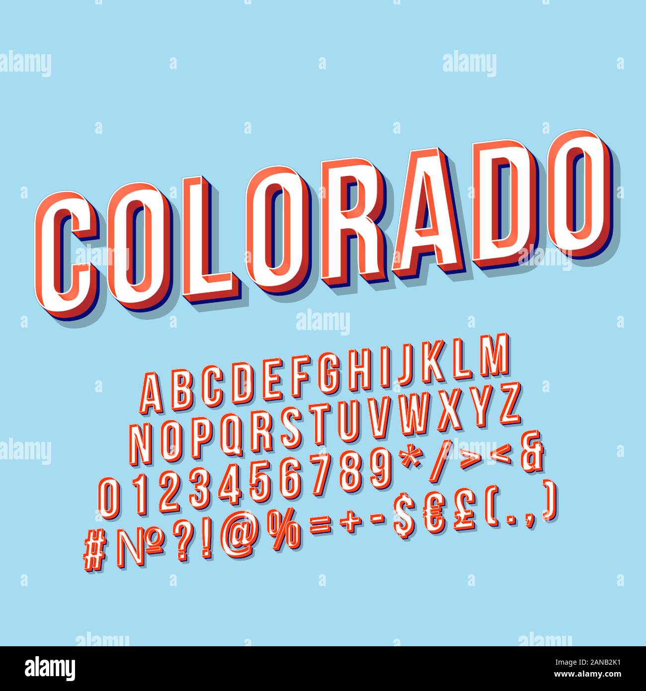 Colorado vintage 3d vector lettering. Retro bold font, typeface. Pop ...