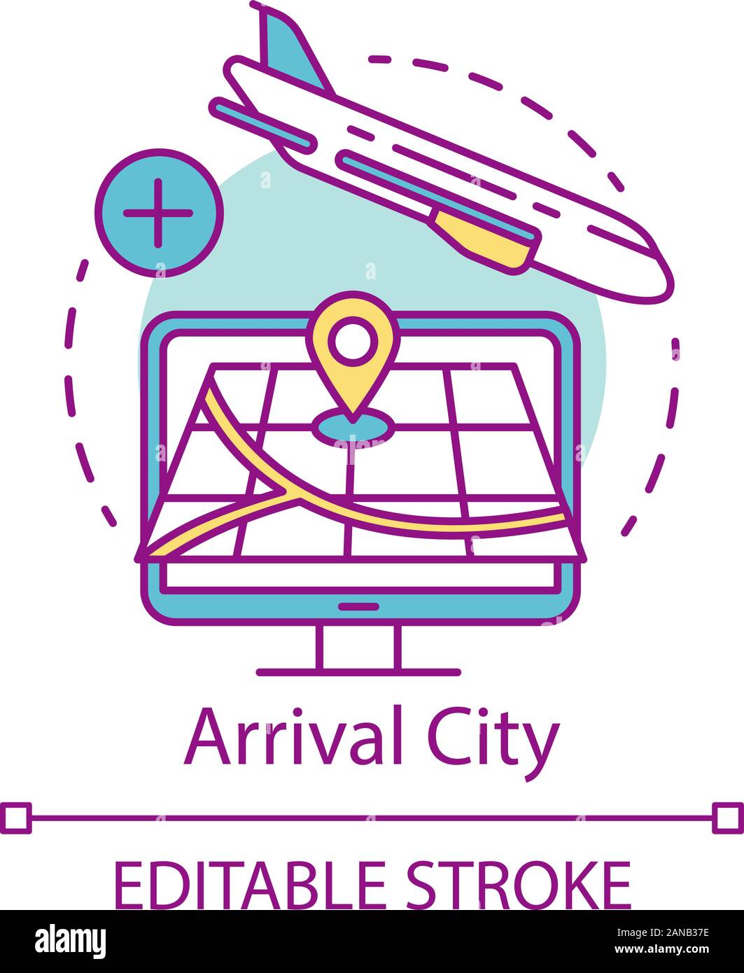 Arrival city concept icon. Flight destination idea thin line ...