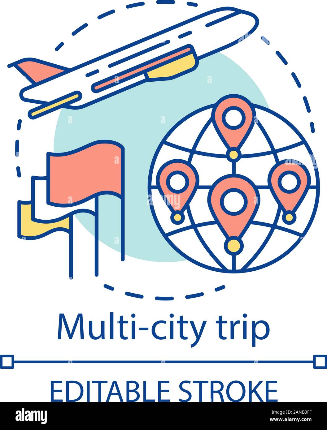 Multi-city trip concept icon. Flights with multiple destinations idea ...
