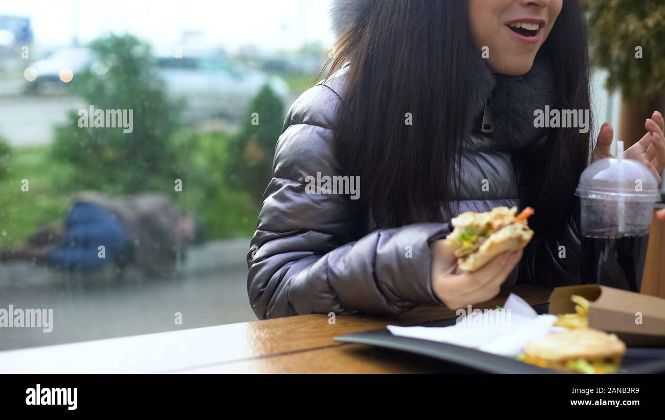 Happy Homeless People With Food