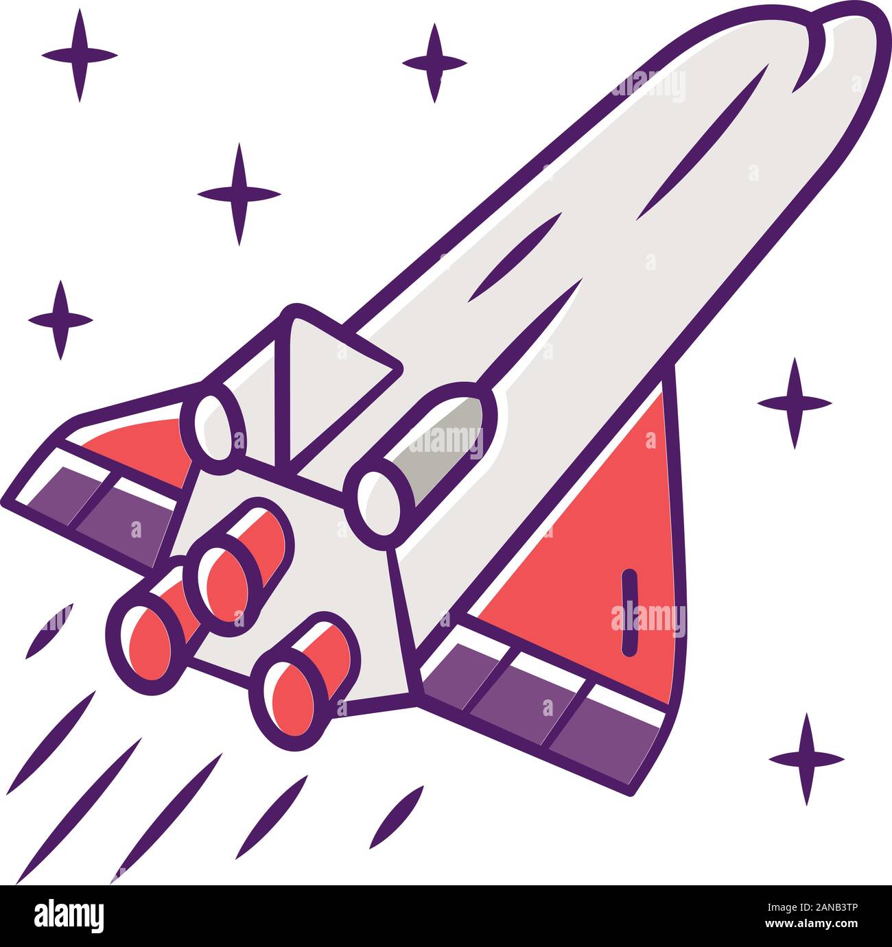 Spaceship color icon. Flying spacecraft. Aerospace vehicle ...
