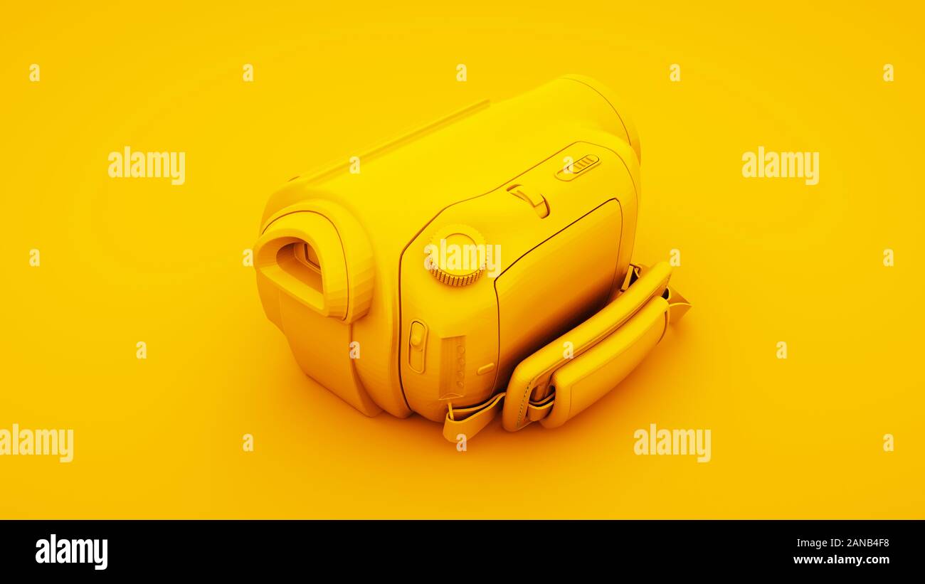 Yellow Video Camera. Minimal idea concept, 3d illustration Stock Photo ...