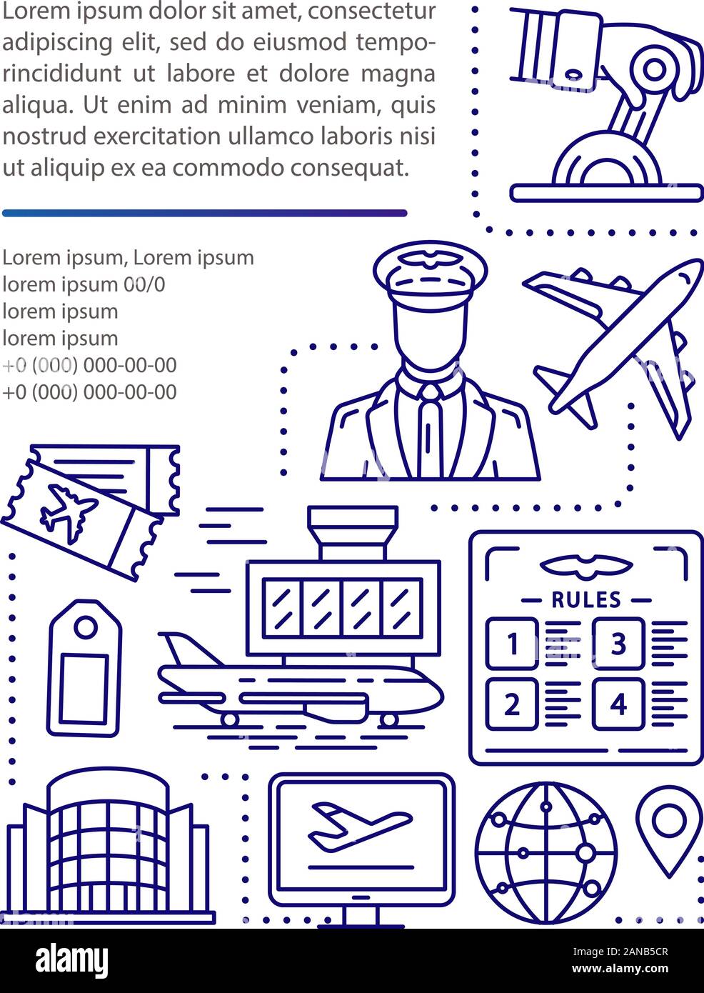 Airline article page vector template. Tourism and travel. Brochure ...