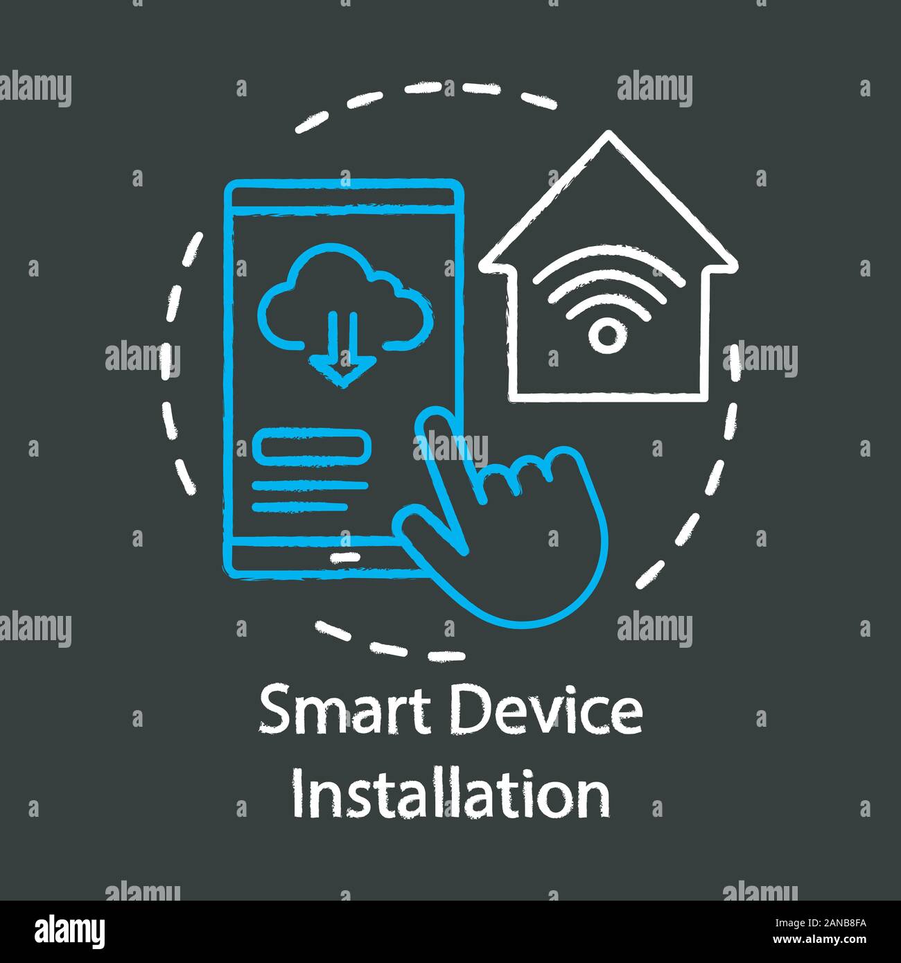 Smart device installation chalk concept icon. Home service for ...