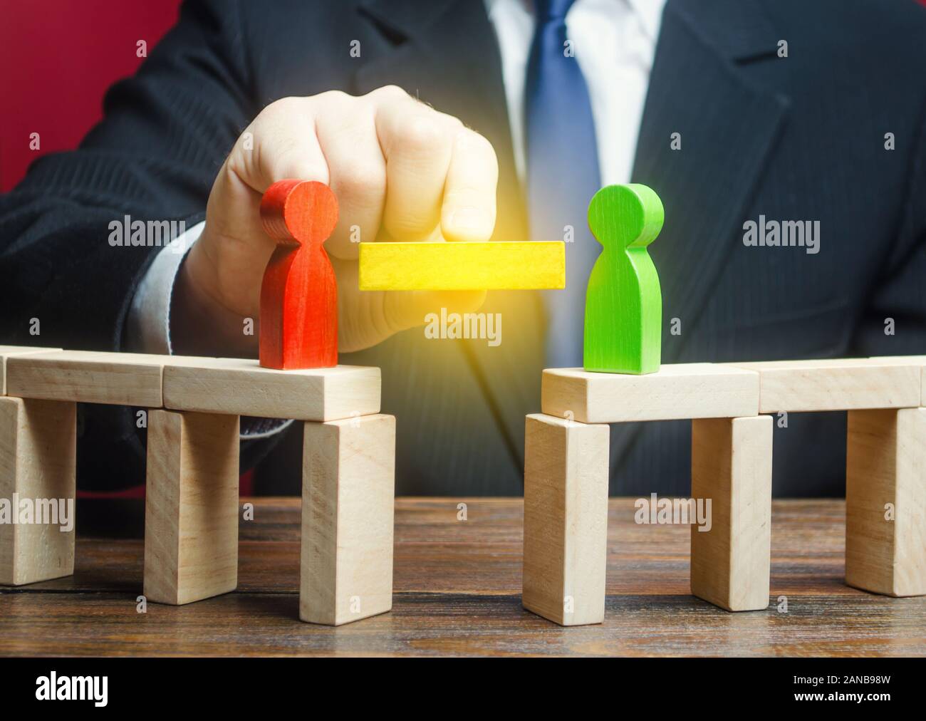 A man mediates in the negotiation process. Compromise and dispute ...