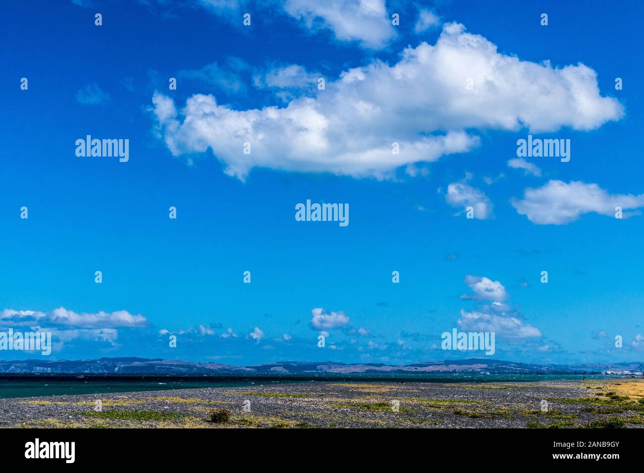 Hawke's Bay seen from Napier beach, North Island, New Zealand Stock ...