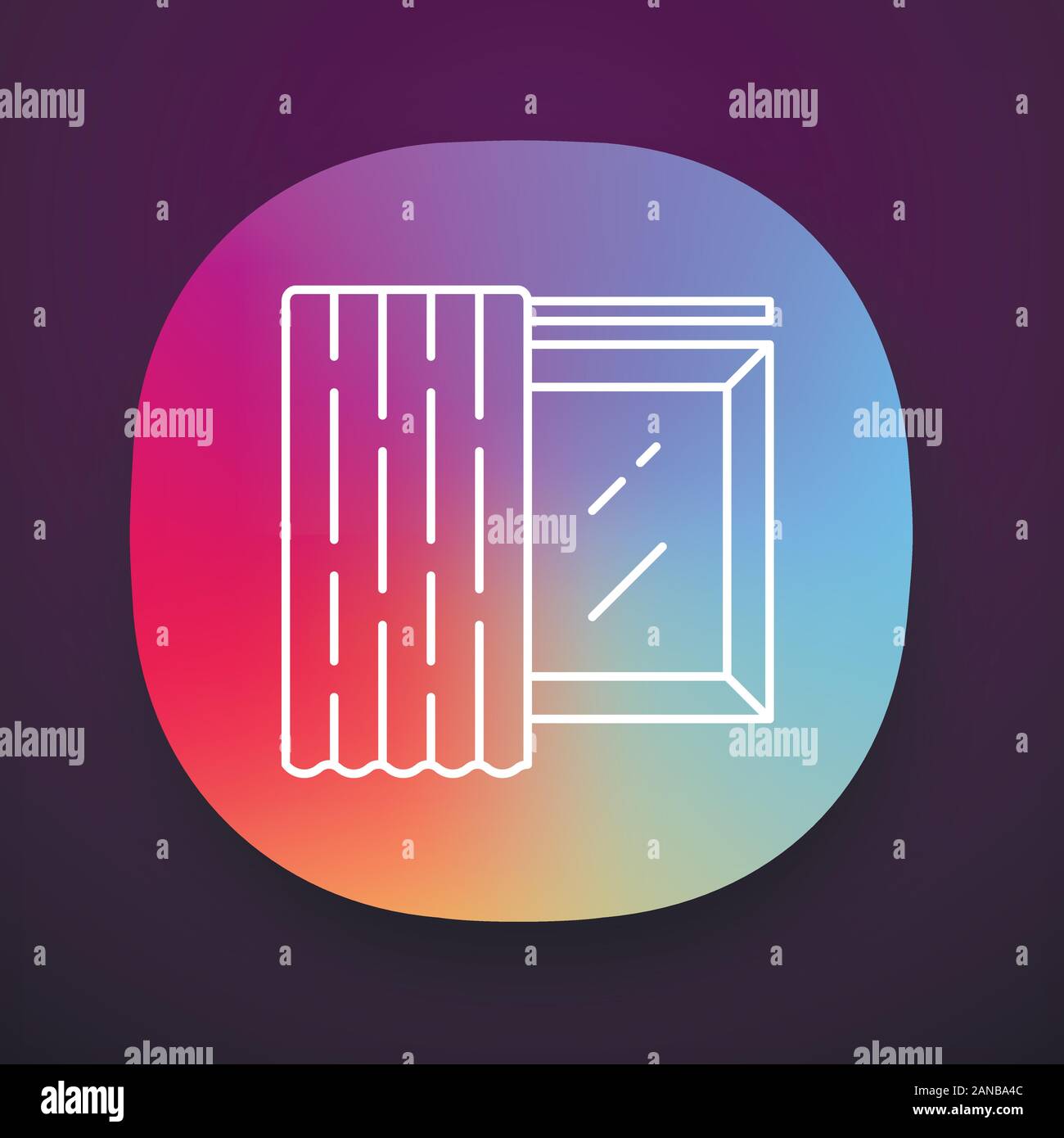 Single panel app icon. Room darkening shade on cornice. Shop interior ...