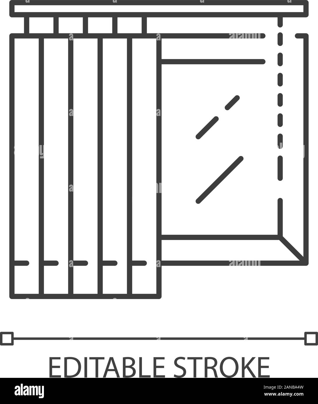 Vertical blinds linear icon. Office and house window covering. Home ...