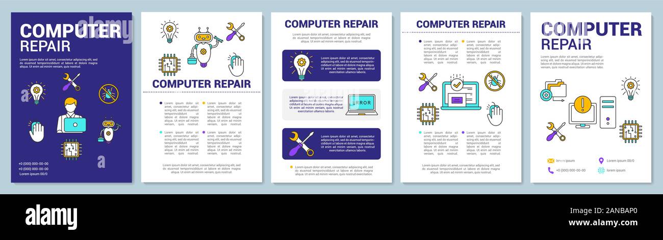 Computer repair brochure template layout. Flyer, booklet, leaflet print ...