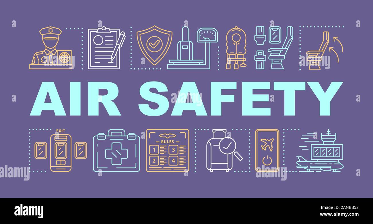 Air safety word concepts banner. Flight equipment. Airplane rules ...