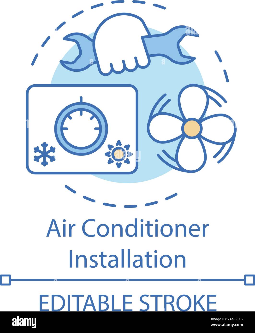 Air conditioner installation concept icon. Home service for electronic ...
