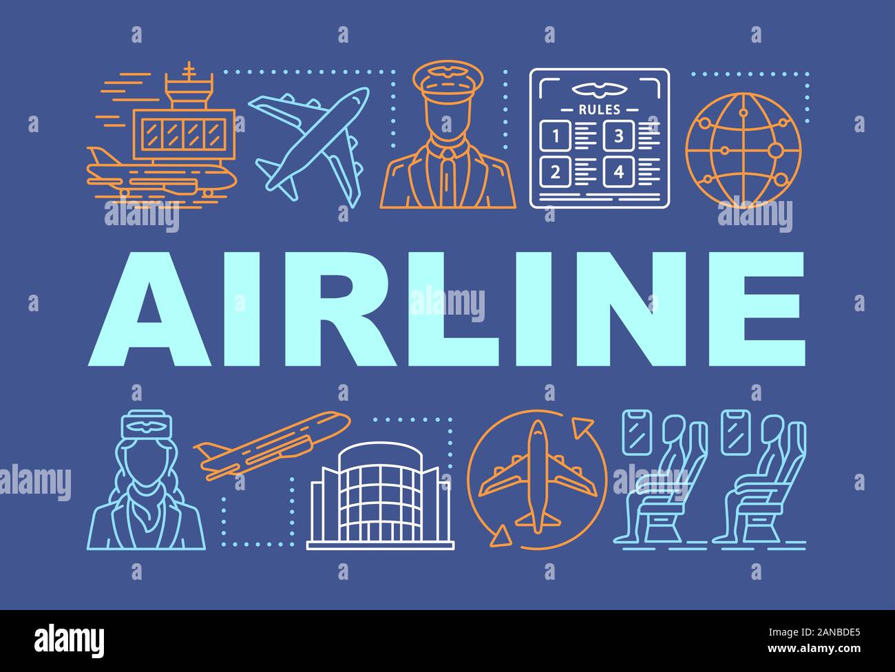 Airline word concepts banner. Tourism and travel. Cabin crew ...