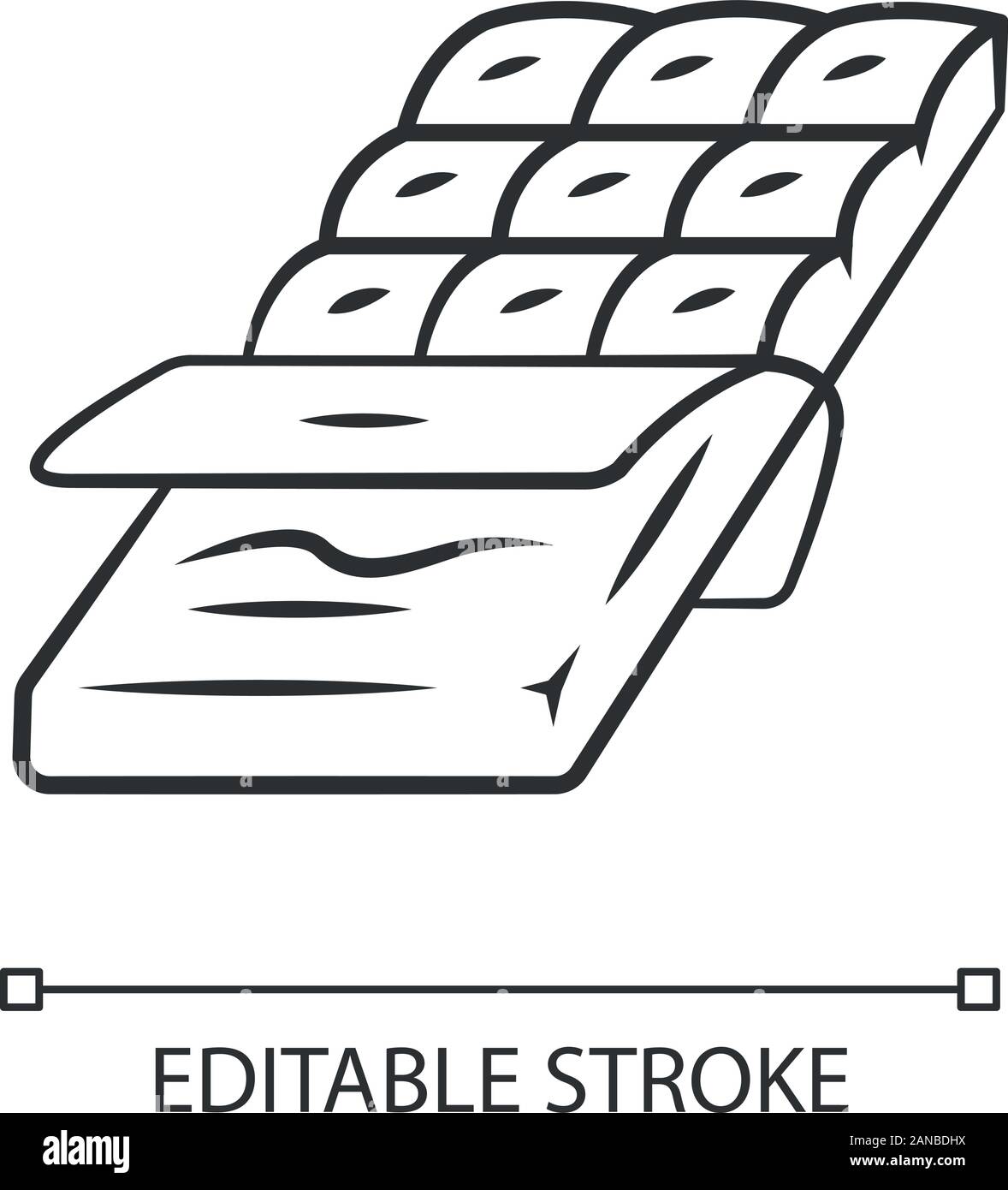 Chocolate bar linear icon. Dark, milk candy. Chocolate packaging ...