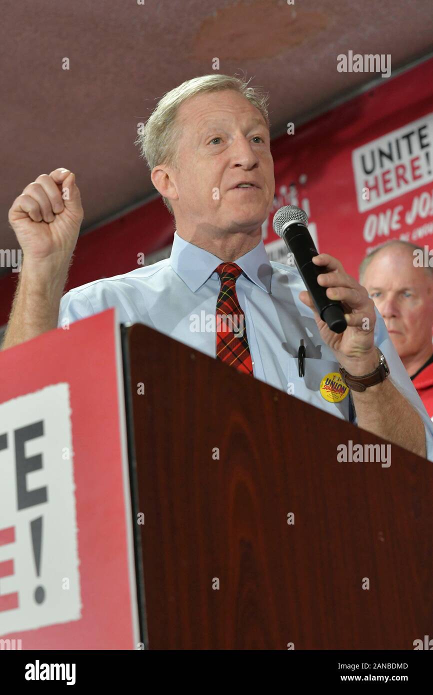 Las Vegas, NV, USA. 16th Jan, 2020. Tom Steyer Speaking at Unite Here ...