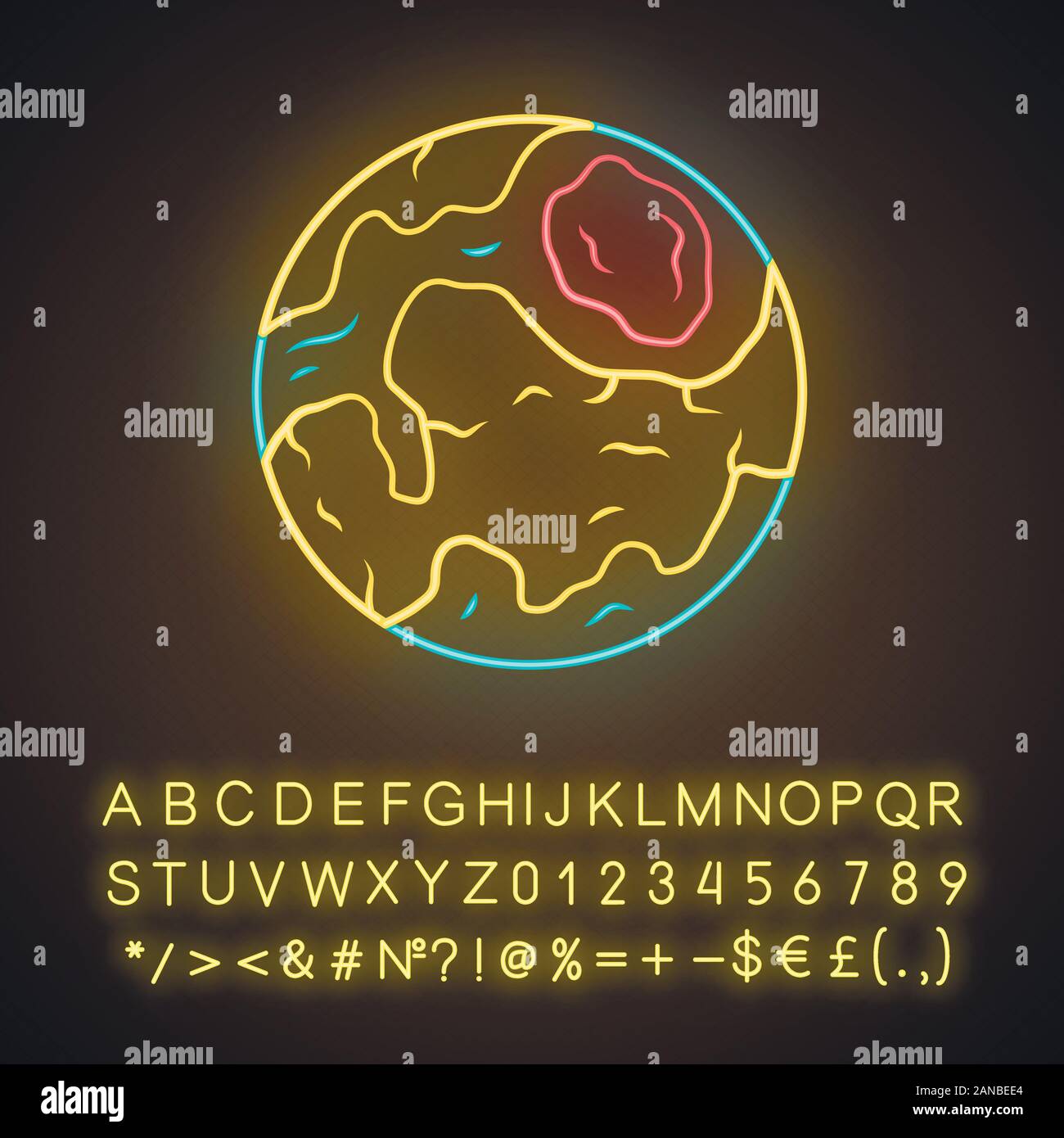 Earth neon light icon. Globe, planet model. Astronomical studies. Space ...