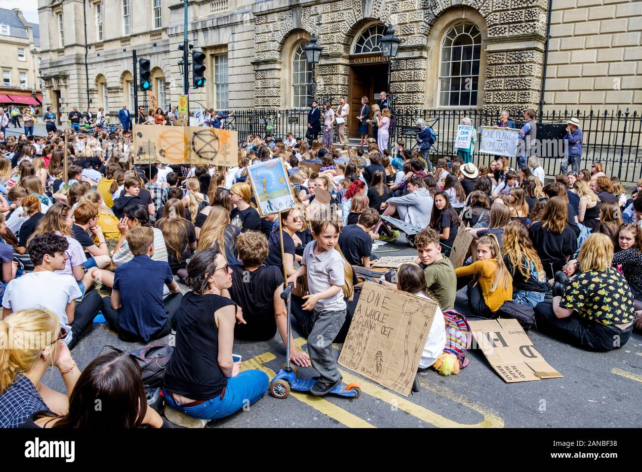 Bath college students and school kids carrying climate change placards ...
