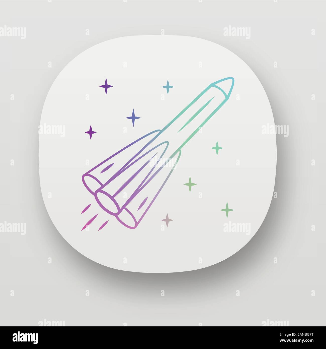 Rocket app icon. Missile, spacecraft, aircraft. Human spaceflight ...