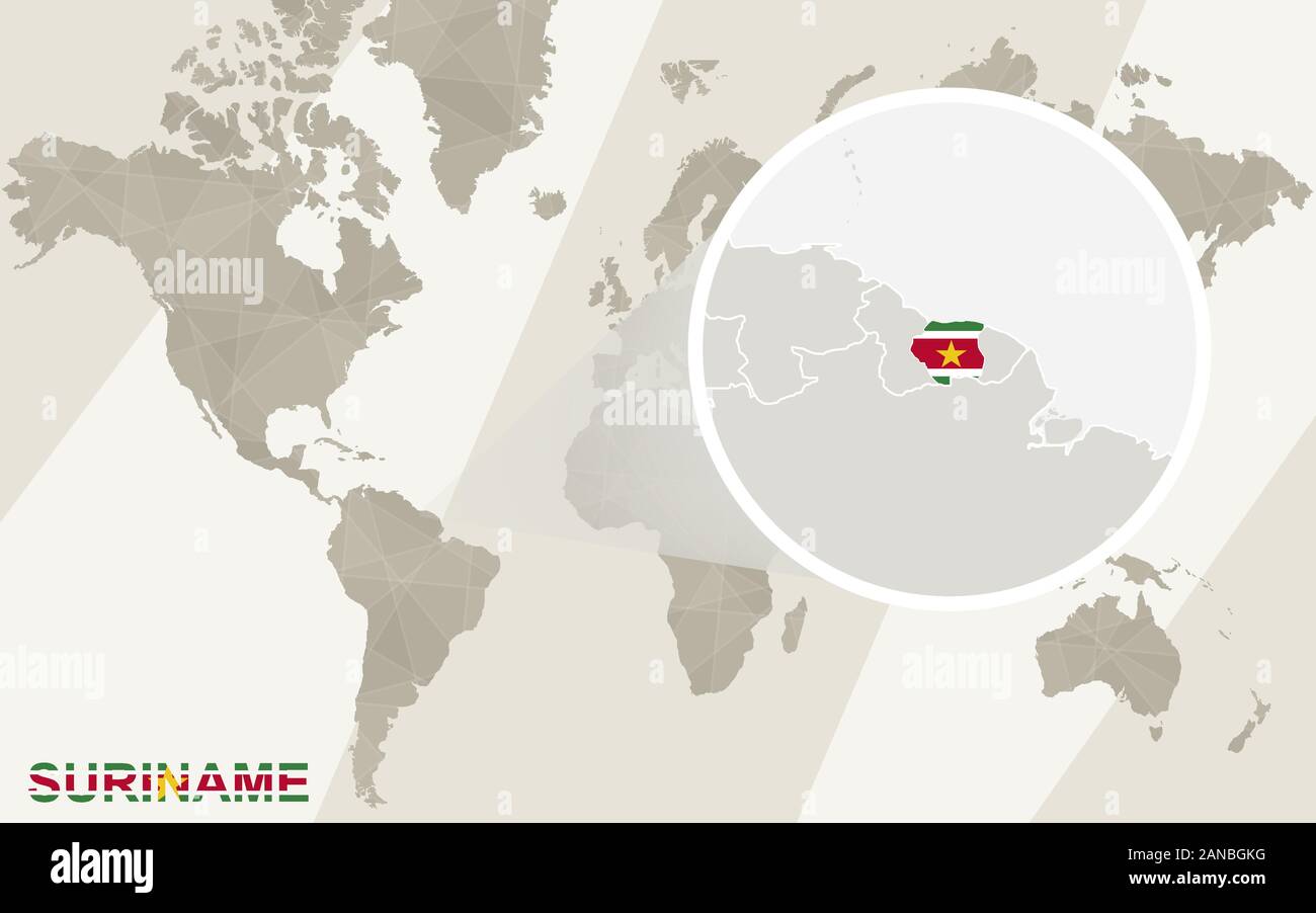 Suriname on map world Stock Vector Images - Alamy