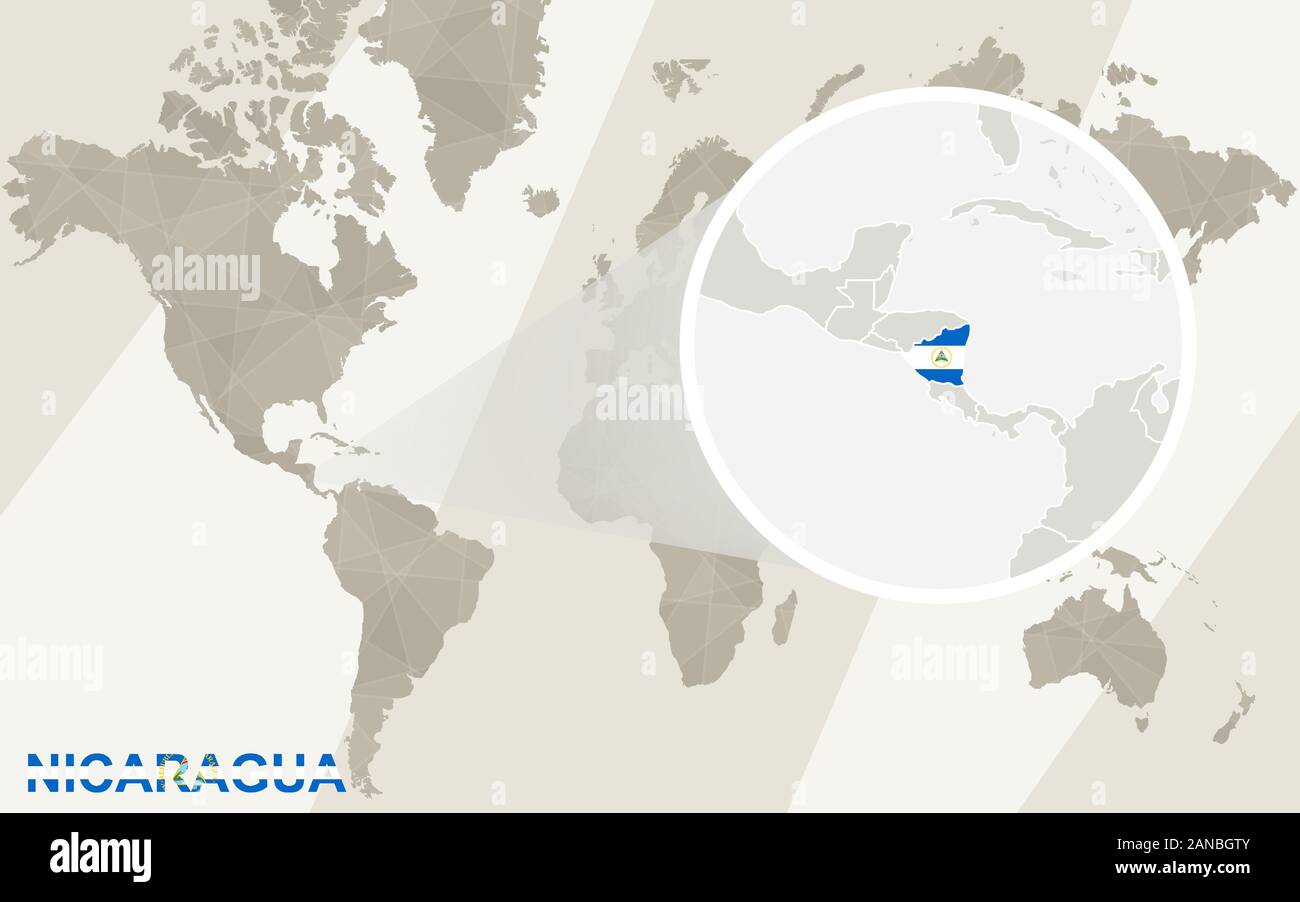 Zoom on Nicaragua Map and Flag. World Map Stock Vector Image & Art - Alamy